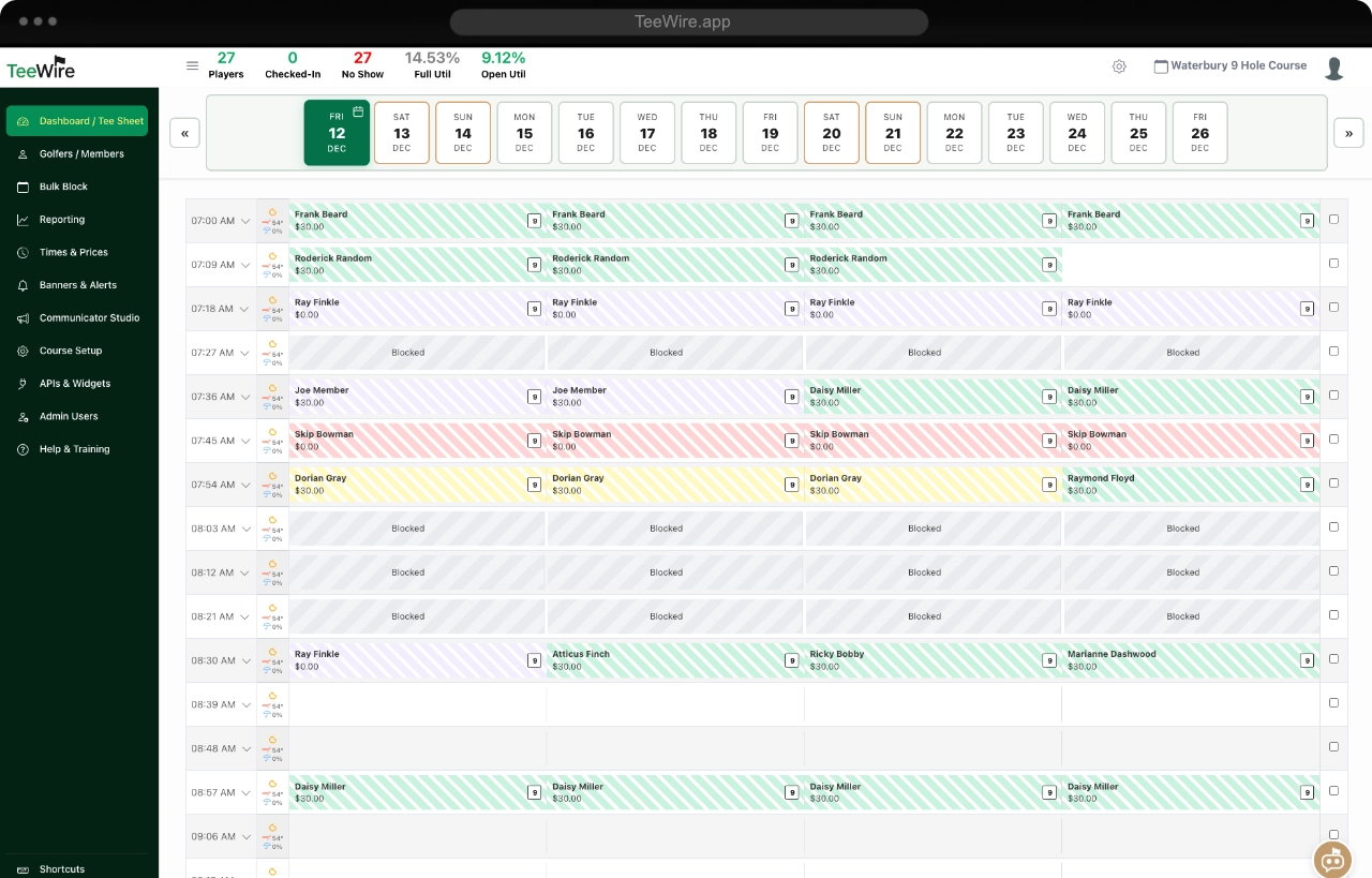 Tee Sheet Software for Golf Courses | TeeWire